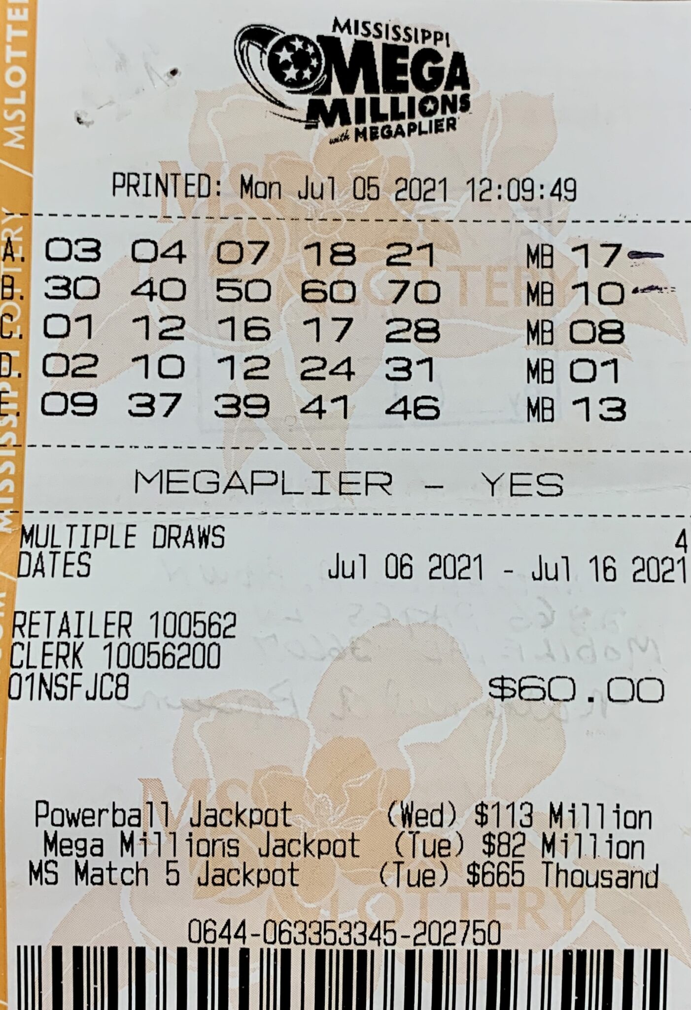 Mobile, Ala., Man Wins $1,004! - Mississippi Lottery